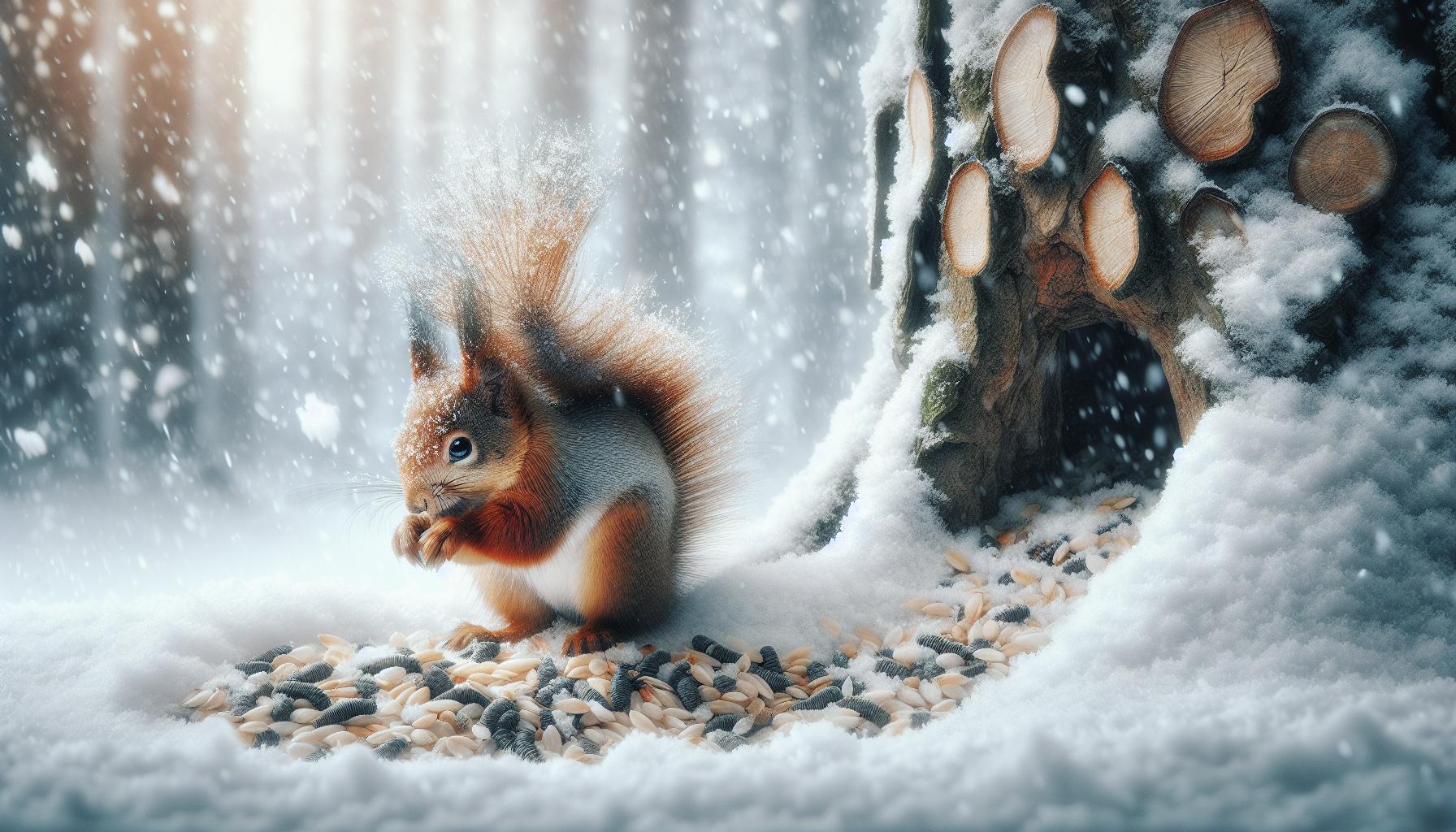 Winter Squirrels' Hideouts: Survival and Return